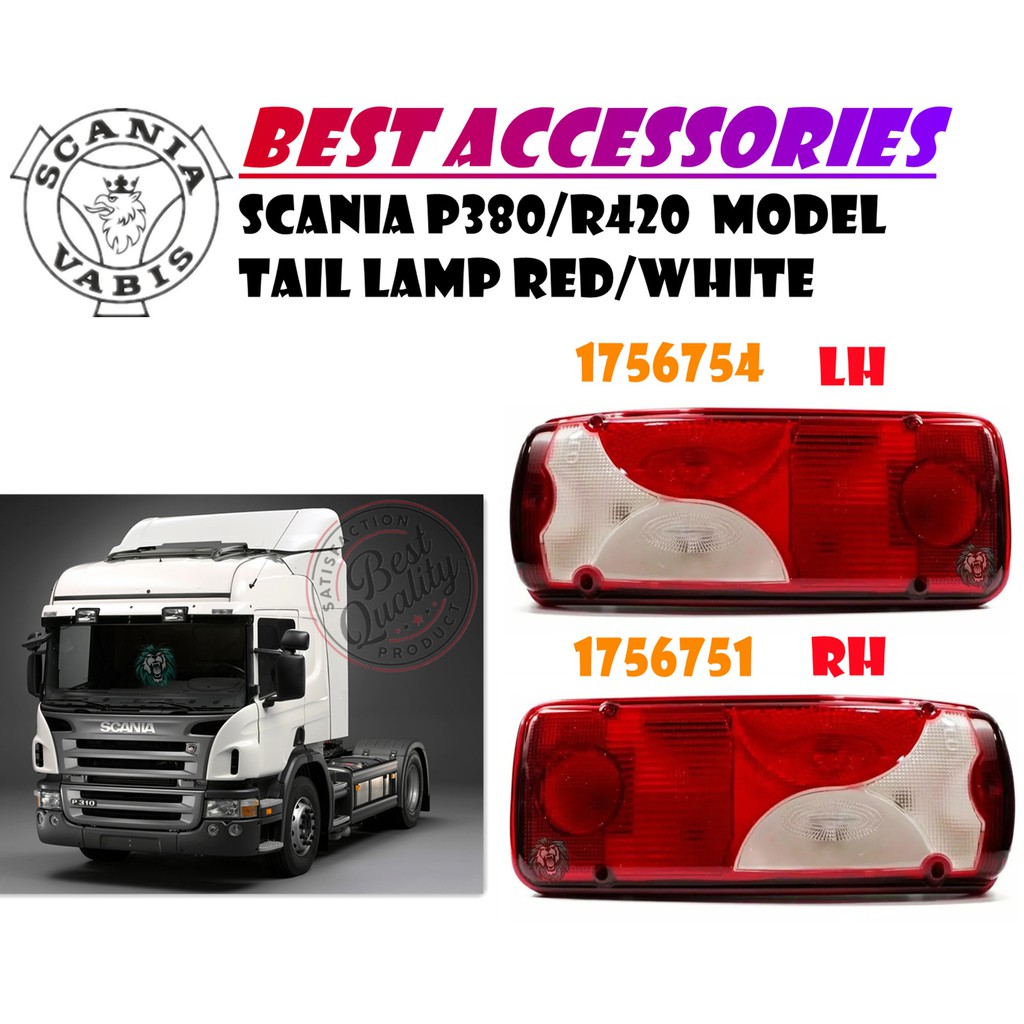 SCANIA P380/R420 TAIL LAMP RED/WHITE HIGH QUALITY (1756751 RH , 1756754 ...