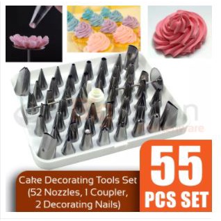 🌹READY STOCK🌹 55pcs Icing Piping Nozzles Set Flower Pastry Cupcake Kek ...