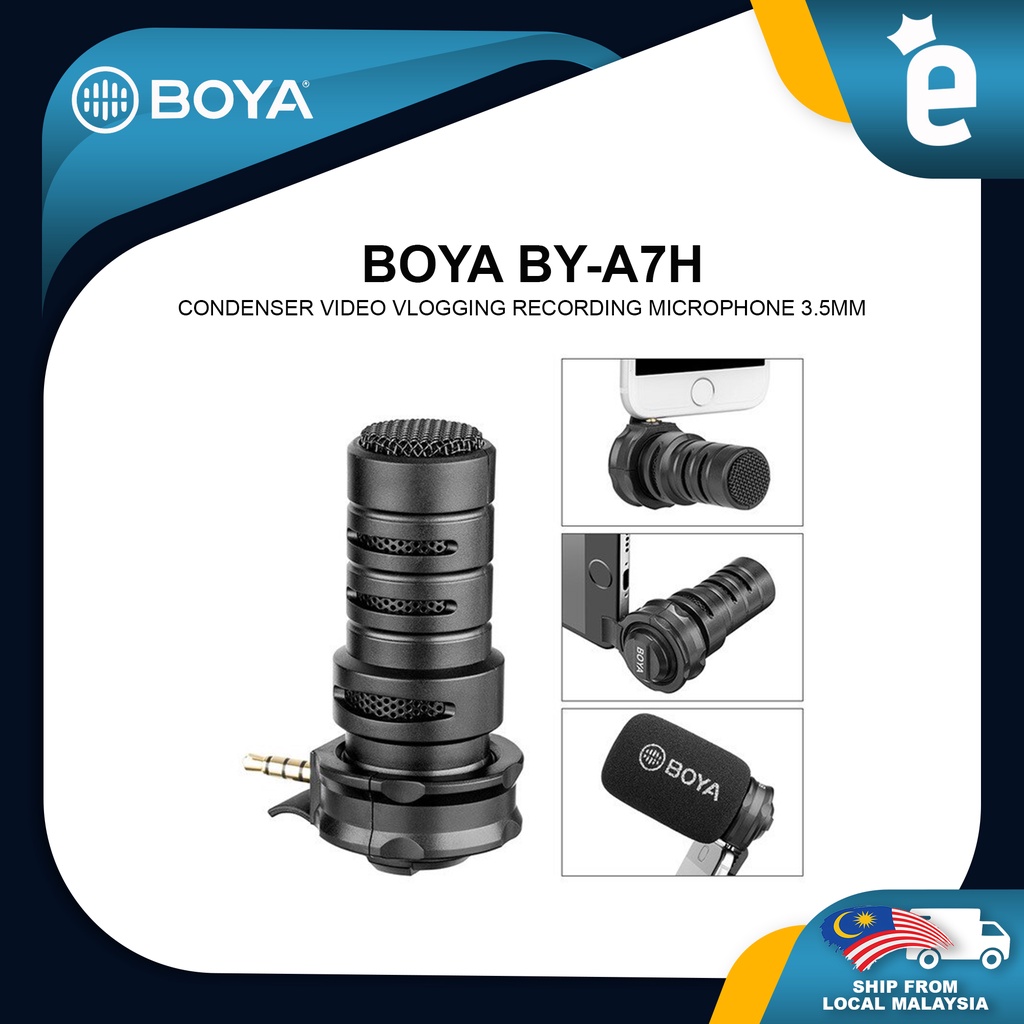 BOYA BY-A7H Plug-In Condenser Microphone Condenser Video Vlogging ...