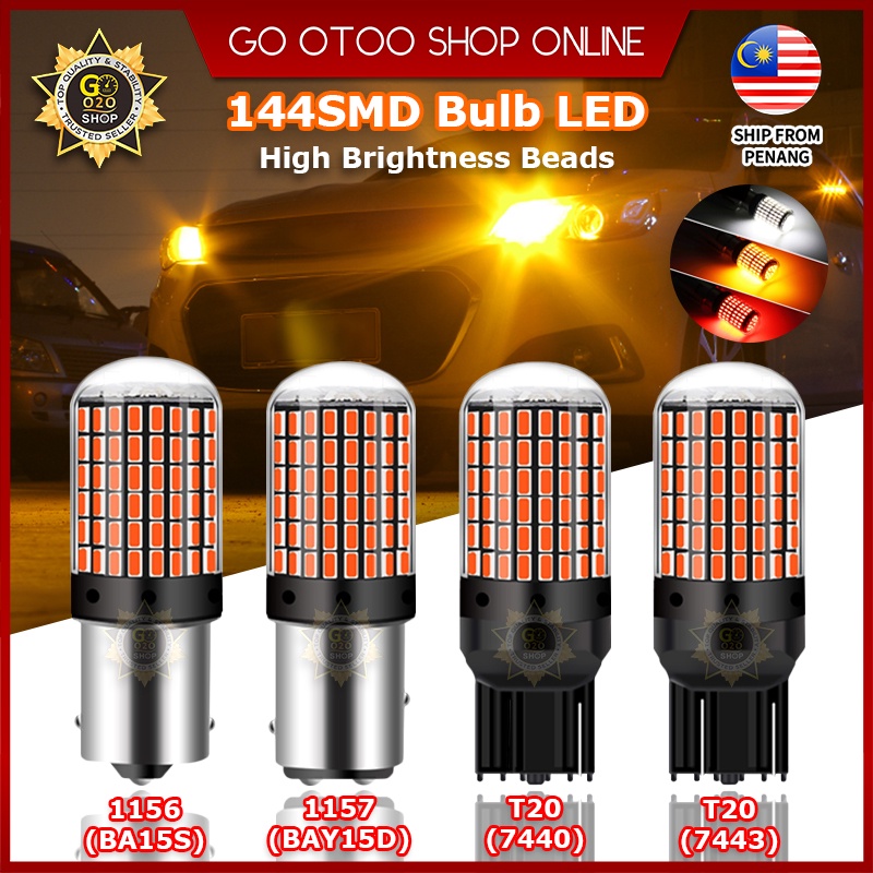 (1pcs) LED 144SMD Car Signal Brake Bulb 12V 1156 1157 7440 7443 BA15S ...