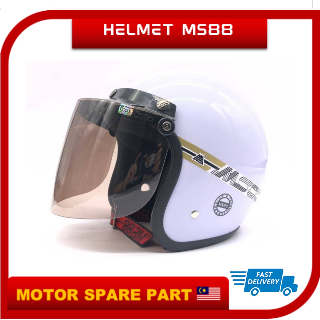 SEKALI VISOR - HELMET MS88 MS 88 TALI MERAH ALL COLOUR HITAM BIRU MERAH ...
