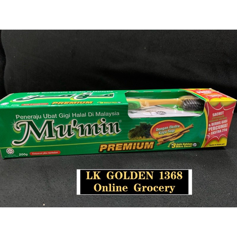 Value Pack * MU'MIN PREMIUM UBAT GIGI Kayu sugi/ Pudina 200g + Extra 25 ...