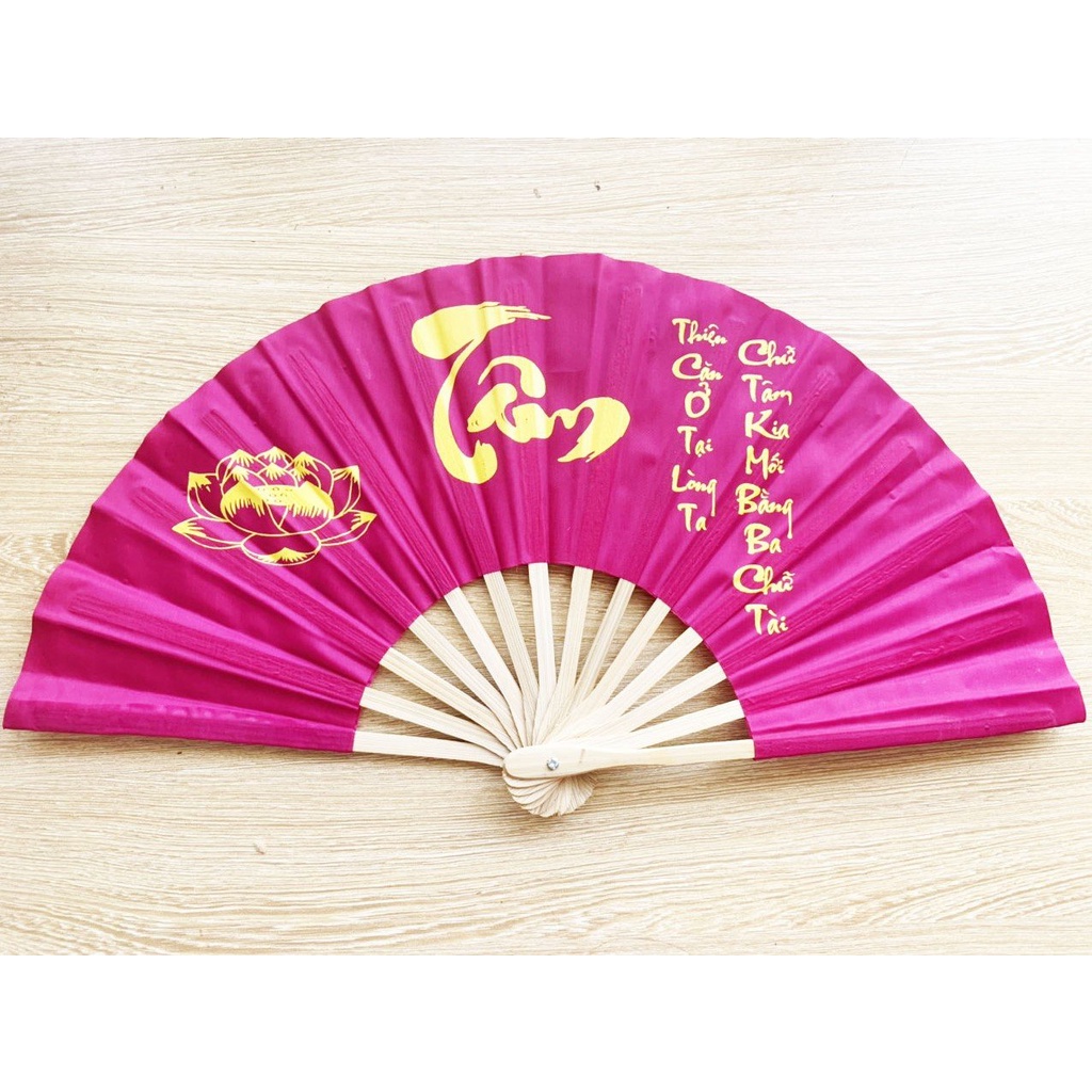 Silk folding fan, writing traditional Vietnamese calligraphy, 25cm long ...