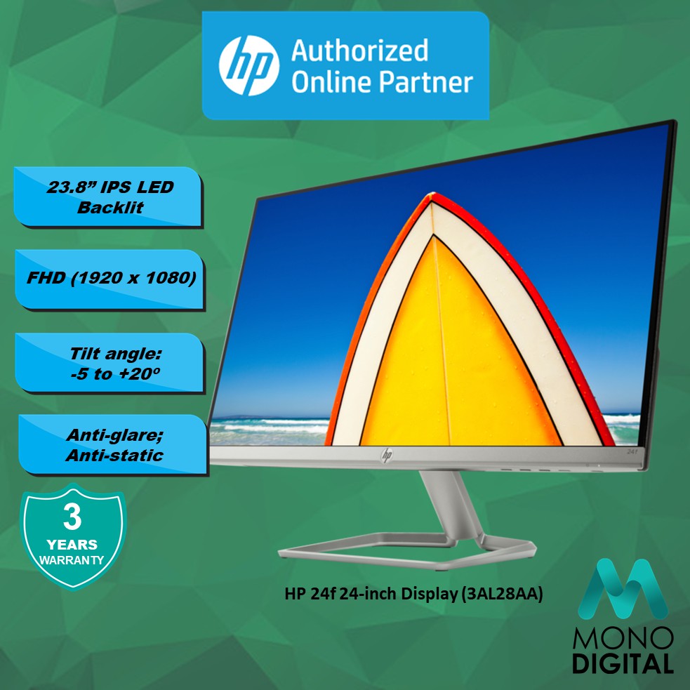 HP Monitor 24f Ultra Slim 23.8"Full HD IPS LED Backlit FHD AMD FreeSync ...