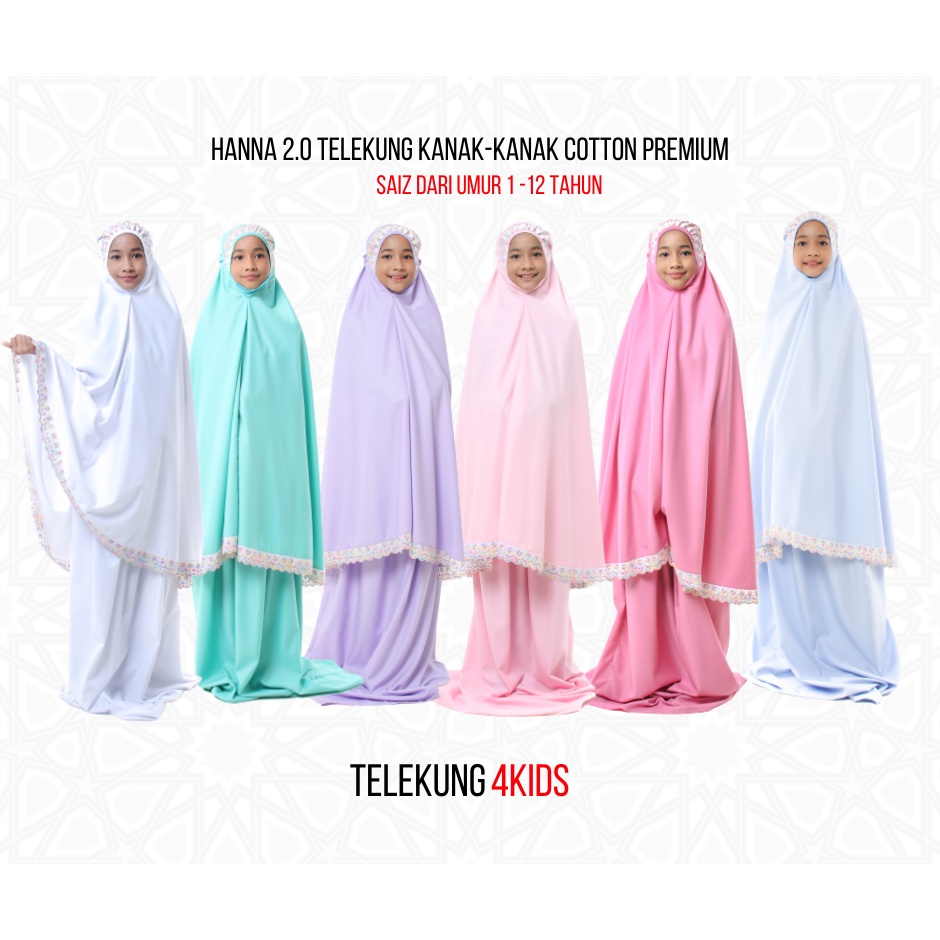 Telekung4Kids Telekung kanak-kanak cotton Telekung budak cotton premium ...