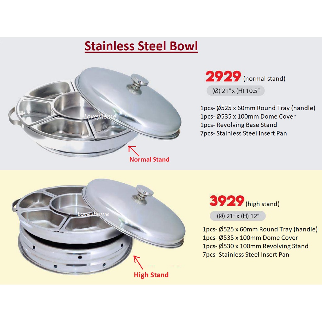 Stainless Steel Rotating Dome Set Buffet Party Food Warmer Chafing Dish ...