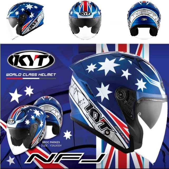 KYT NFJ BROC PARKER OPEN FACE WITH DOUBLE VISOR HELMET KYT HELMET NFJ ...