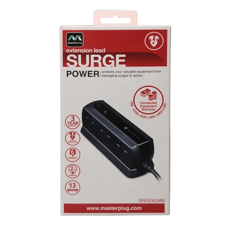 Masterplug SURGE PROTECTION 6 GANG *SRGD62MB | Shopee Malaysia