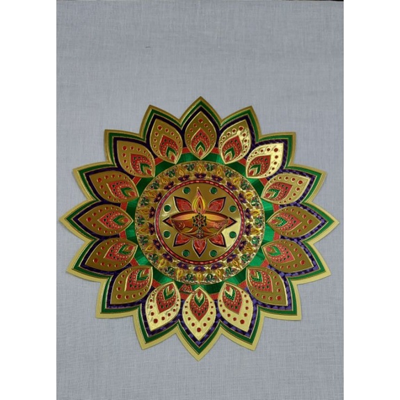 Rangoli Sticker Kolam Sticker Gold Kolam 3D 10 inch | Shopee Malaysia