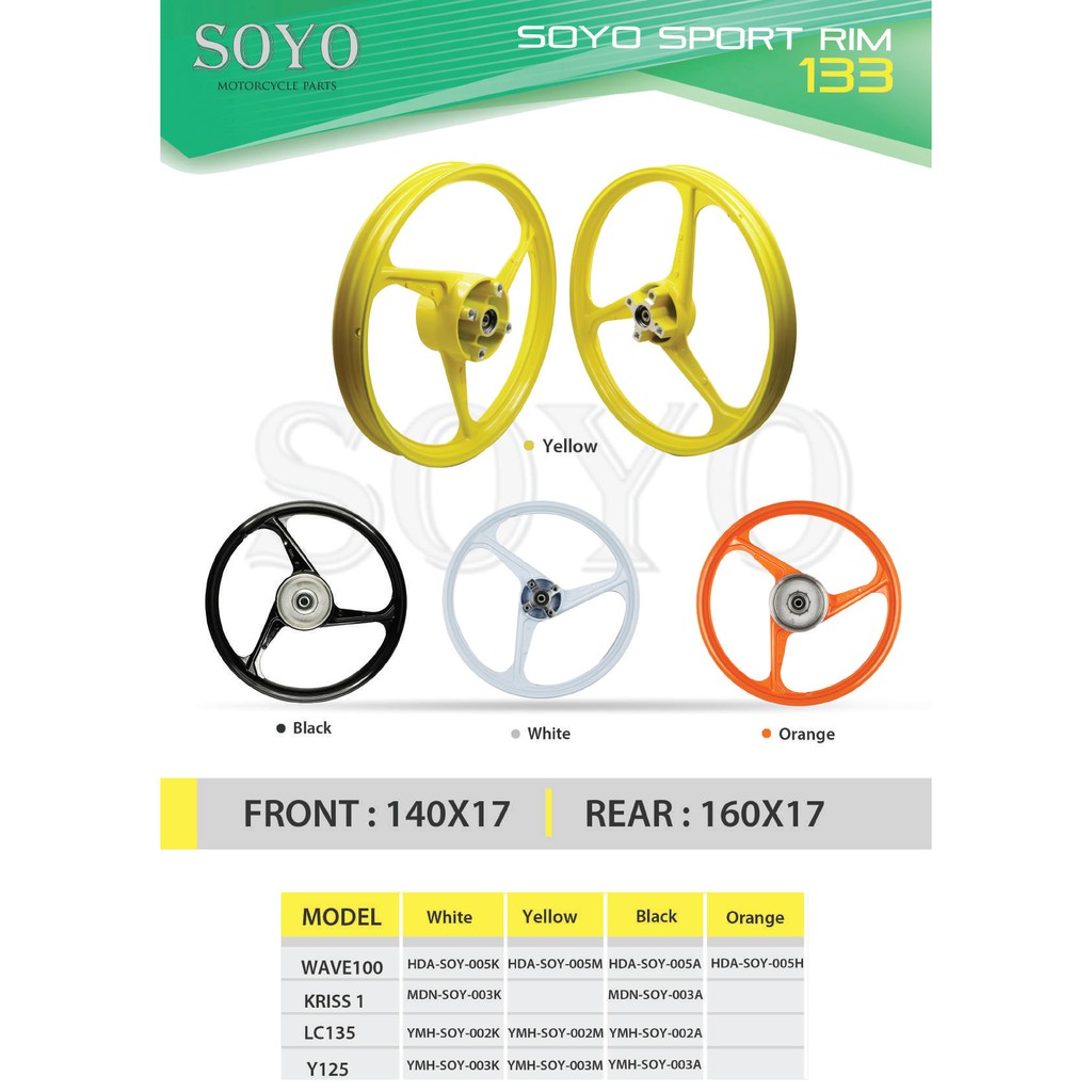 Soyo 3 Legs Modenas Kriss 1/MR1/CT100 Sport Rim Model 133 (Bearing ...