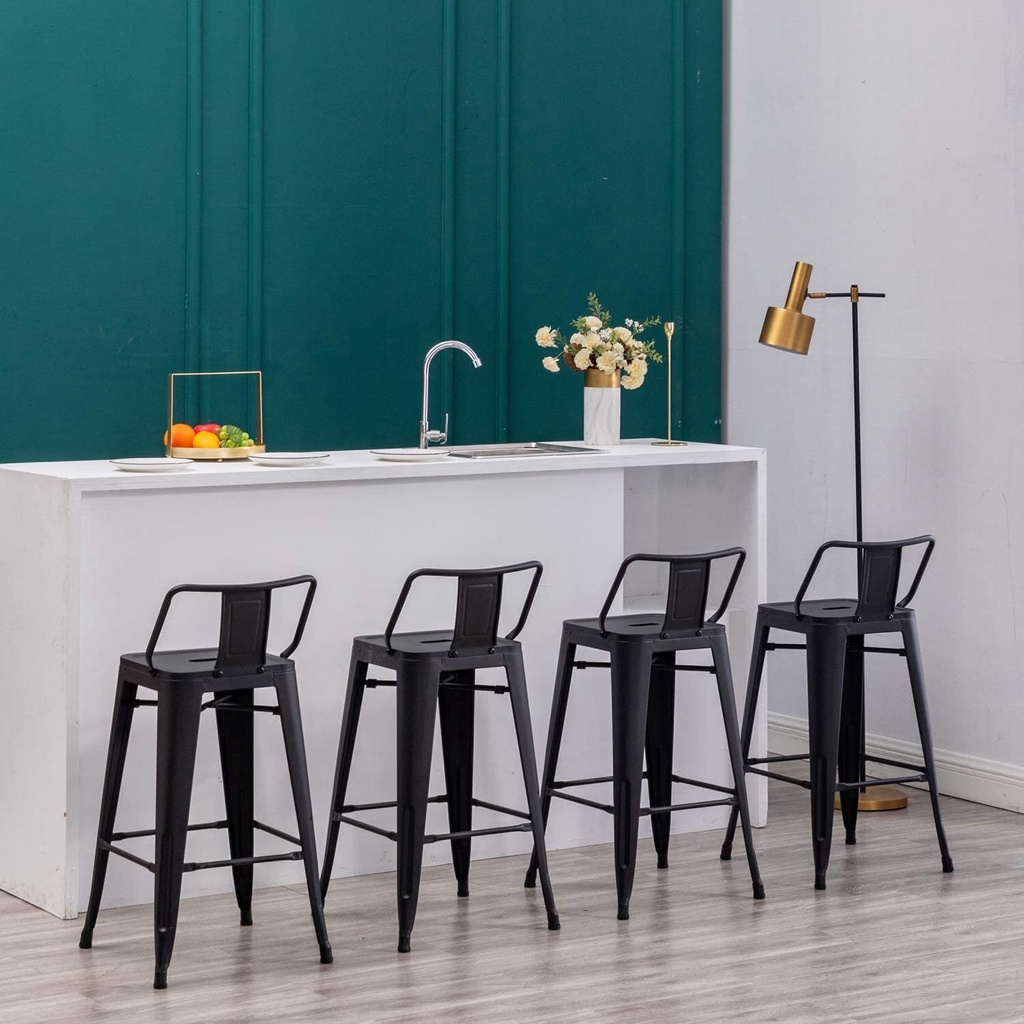 Metal High Bar Stool Cafe Kitchen Dining Restaurant Outdoor Bar Chair ...