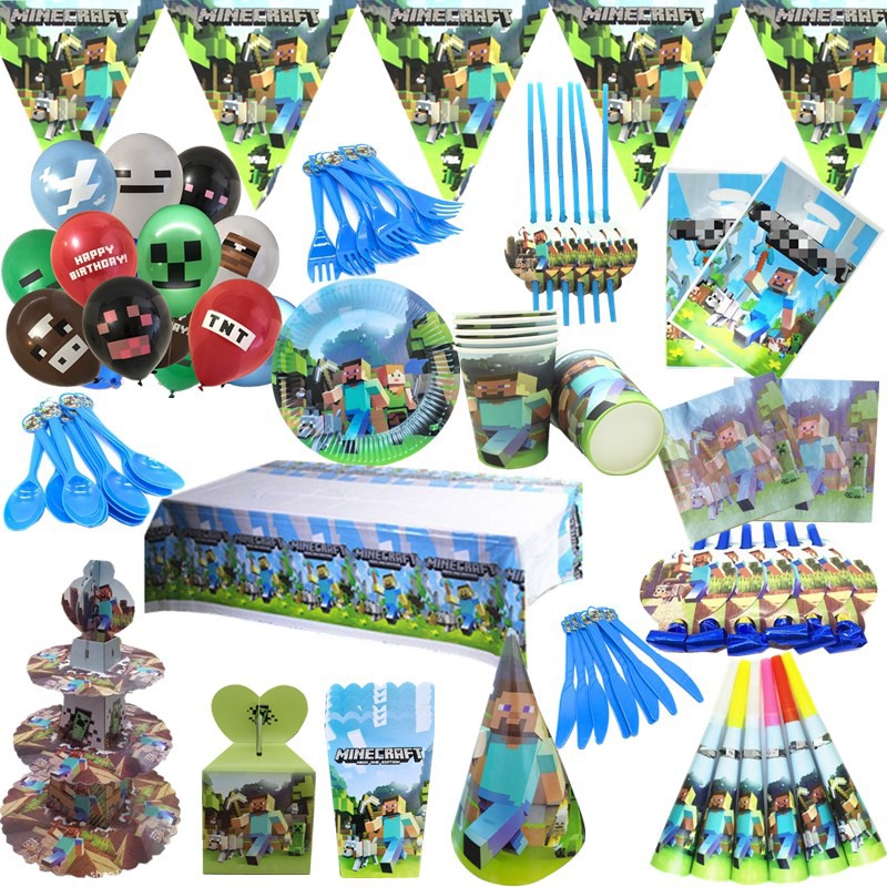 Minecraft Theme Birthday Party set Decoration Graduation day decoration ...