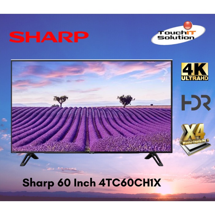 Sharp 60 Inch 4K UHD TV Wide Colour DVB-T2X4 Master Engine Pro II SHP ...