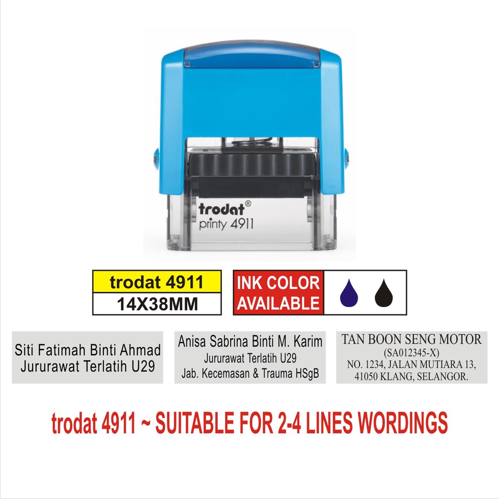 Trodat Cop Nama Stamp Chop Nama Rubber Stamp Name Stamp Chop Self Ink ...