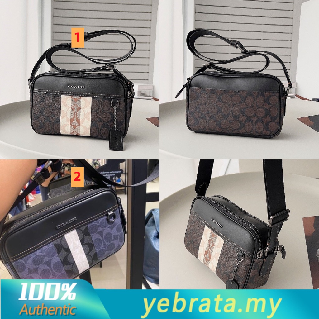 new Men C9965 Graham Crossbody In Blocked Signature Canvas With Varsity ...