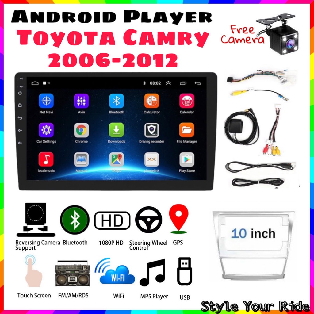 ANDROID PLAYER WITH TOYOTA CAMRY 2006-2012 PLAYER CASING , PLUG AND ...