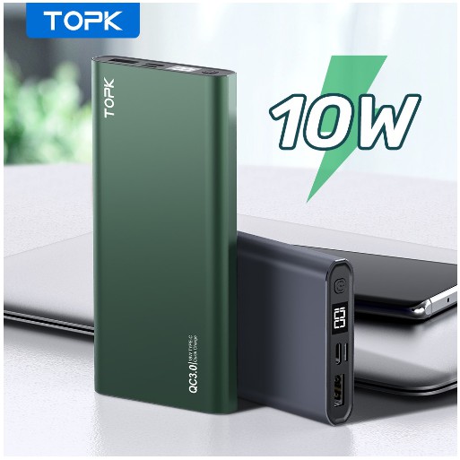 TOPK 10000mAh (Navy Blue) Dual Port Powerbank Digital Display Power ...