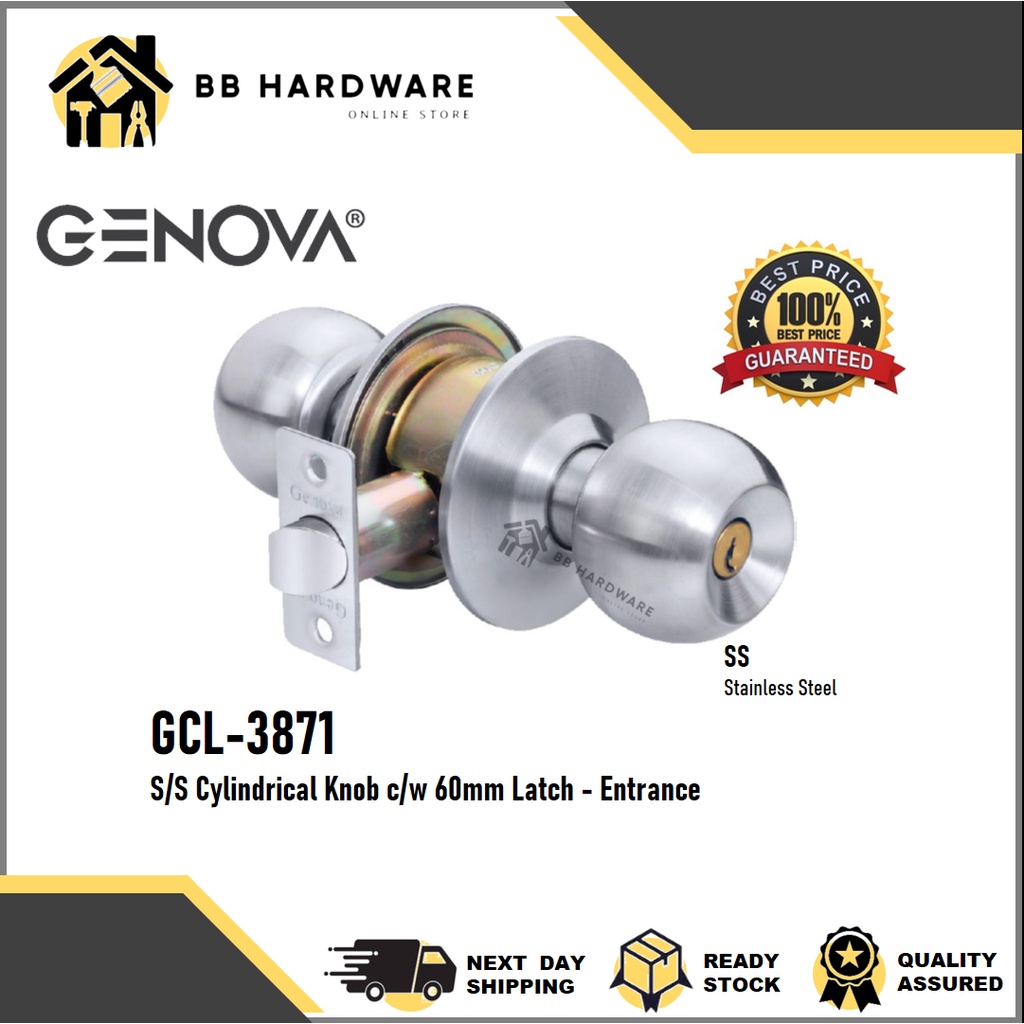 Genova Cylindrical Door Knob Lock Set GCL-3871 | Stainless Steel ...