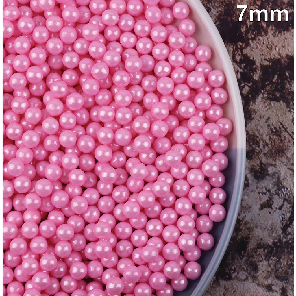 [Pelangi] Halal Edible Pearl Pink Color Sprinkles Candy Ball Cake ...