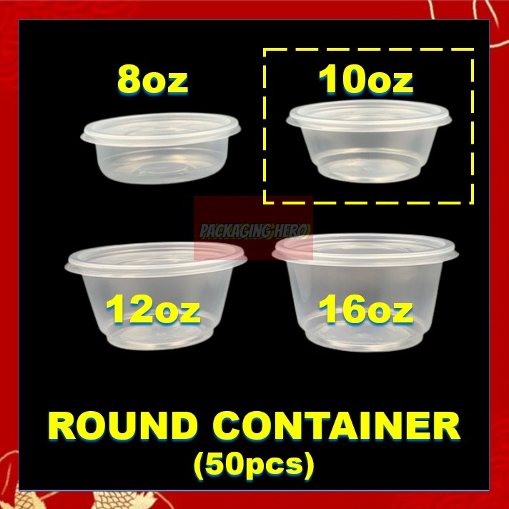 Round Container With Lid ( 50sets± ) Disposable Plastic Food Box - 10oz ...