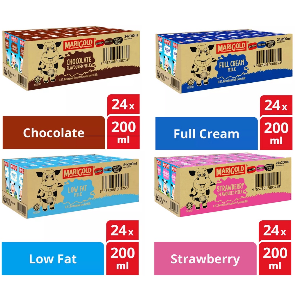 MARIGOLD UHT MILK 1 CTN - 24 X 200ML ( FULL CREAM / CHOCOLATE / LOW FAT ...