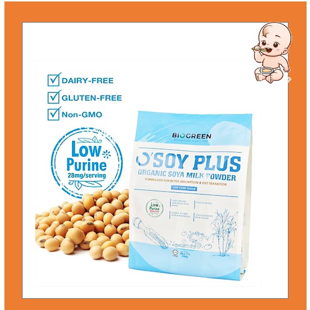 BIOGREEN O SOY PLUS ORGANIC SOYMILK POWDER (LESS CANE SUGAR), 330G (11 ...