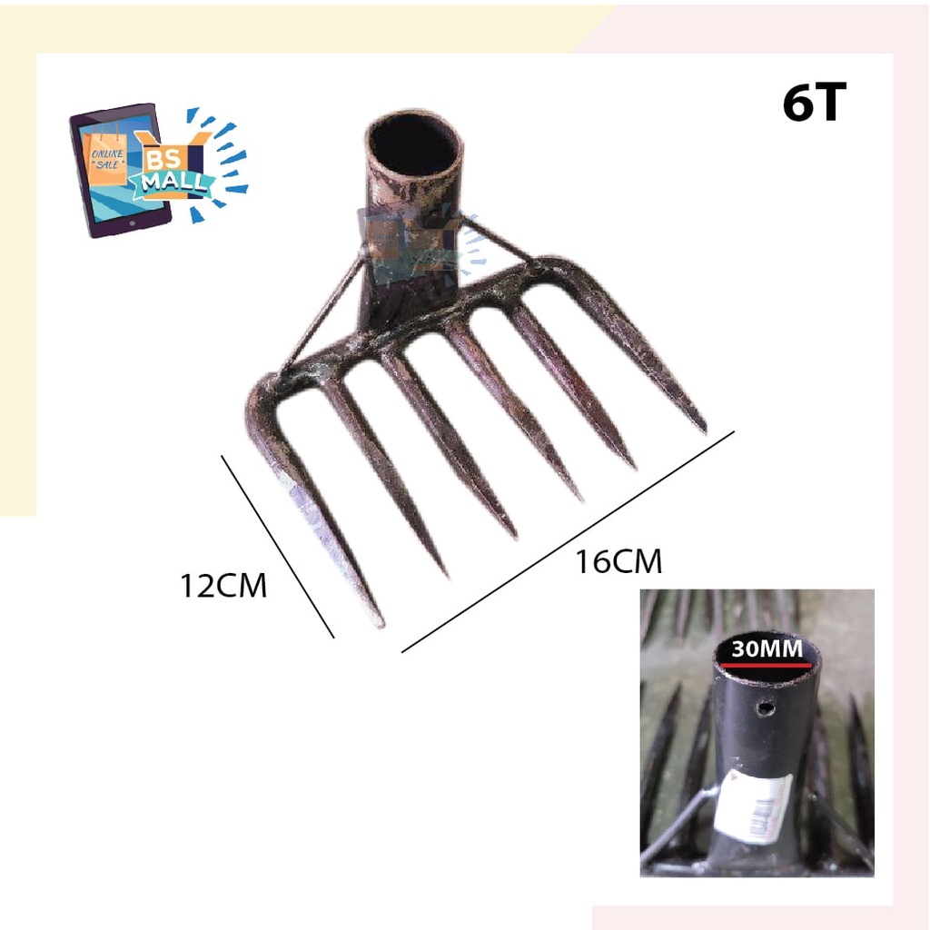 BS MALL Heavy Duty Extra Thick Black Garden Rake / Cakar Besi Tebal ...