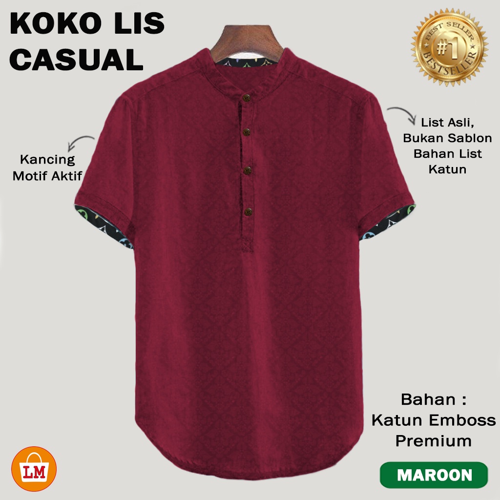 LM 16134-16140 Latest Men's Koko Shirt Koko Muslim LIS CASUAL | Shopee ...