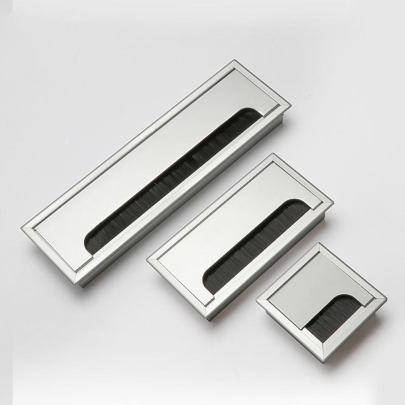 Office Hardware Matt Black Rectangle Wire Cable Grommet Aluminum Square ...