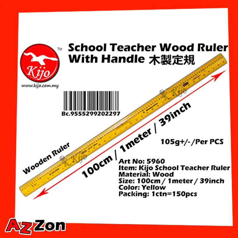 School Teacher Wood Ruler with Handle 1meter Wooden Ruler 100cm with Handle Pembaris Kayu ...