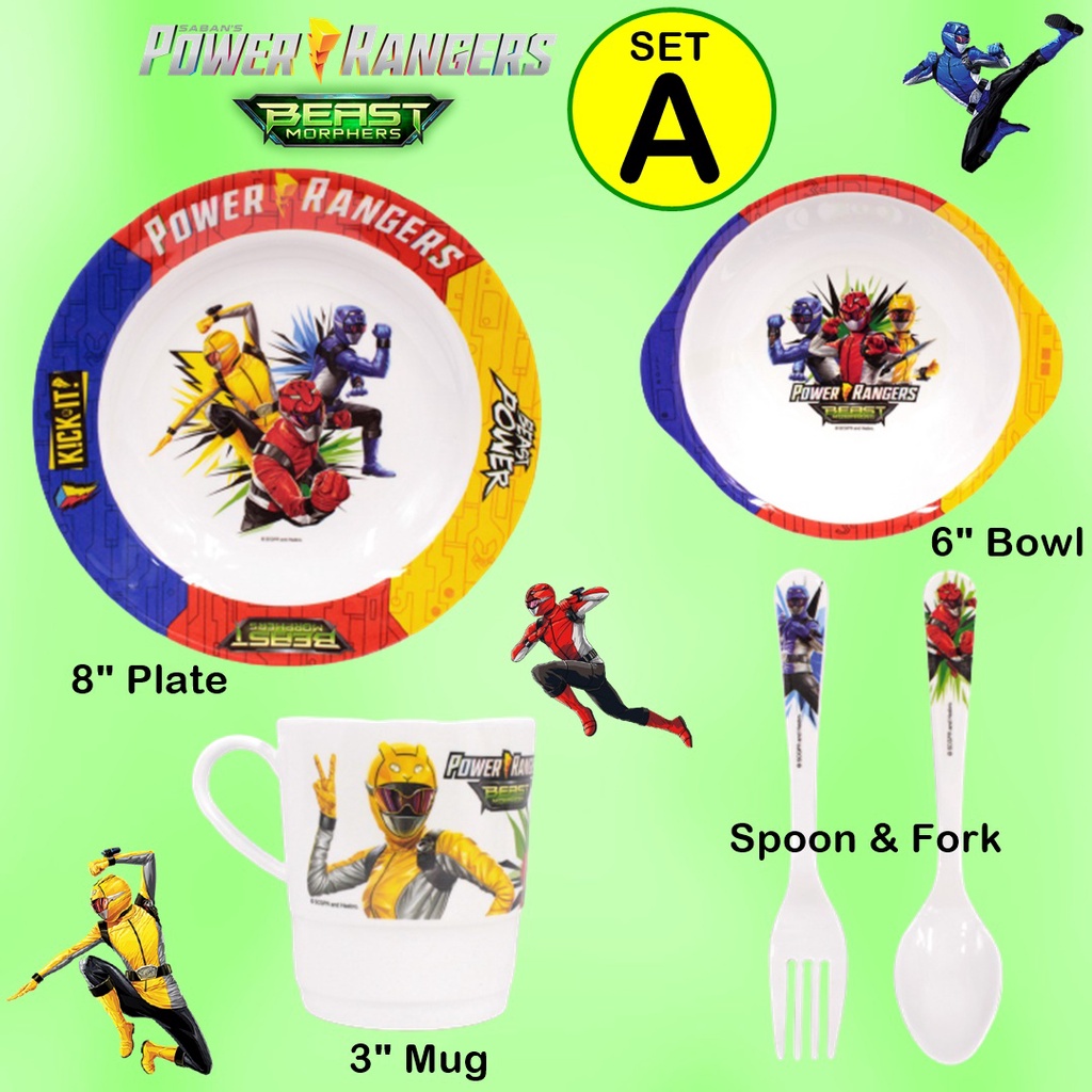 Power Rangers Melamine Plate Bowl Mug Fork Spoon Kitchen Dinner Set ...