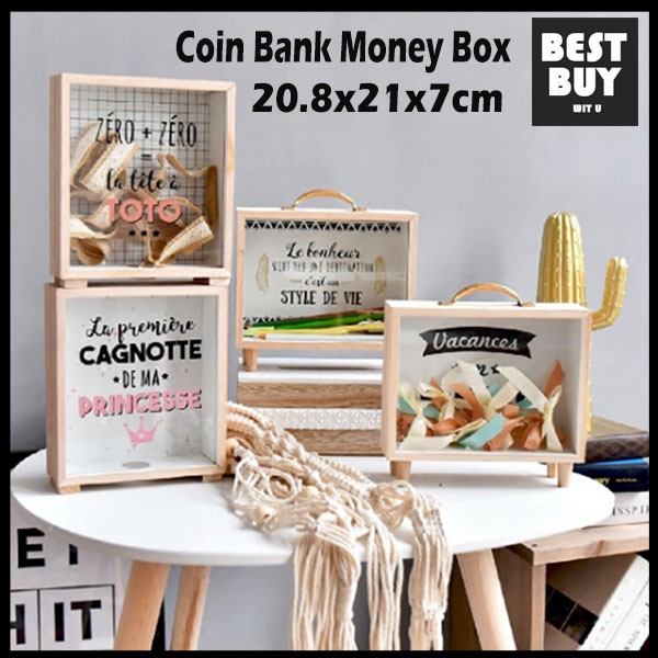 Wooden Money Bank Money Boxes Piggy Banks Home Decor Gift Kids Money ...