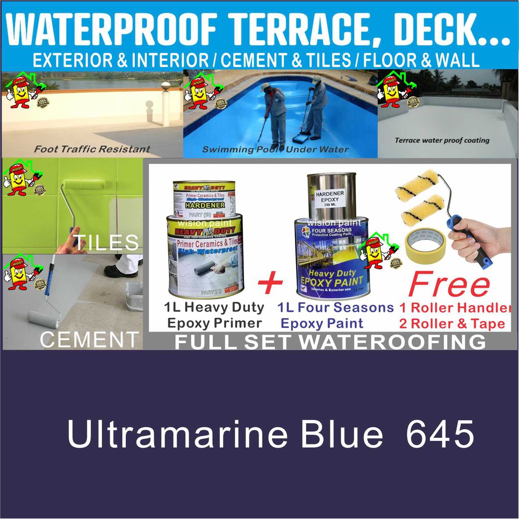 645 ULTRAMARINE BLUE ( full set 1L waterproof primer / 1L epoxy & tools ...