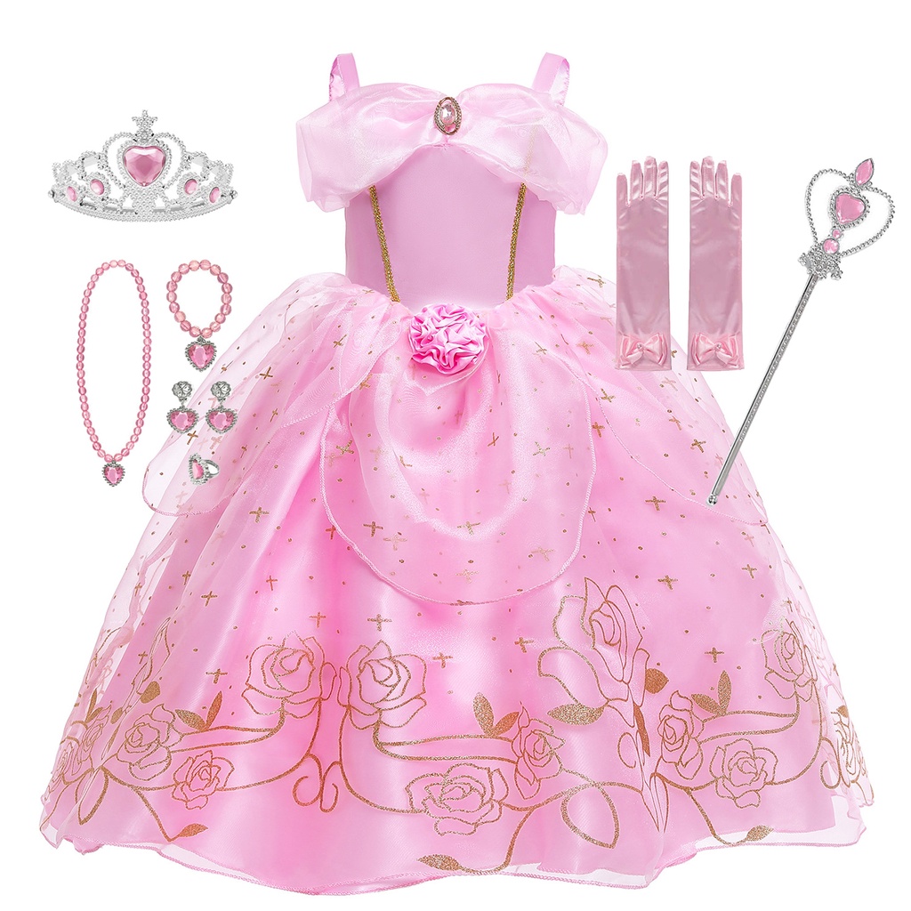 Kids Cosplay Aurora Princess Dress Disney Cartoon Sleeping Beauty ...