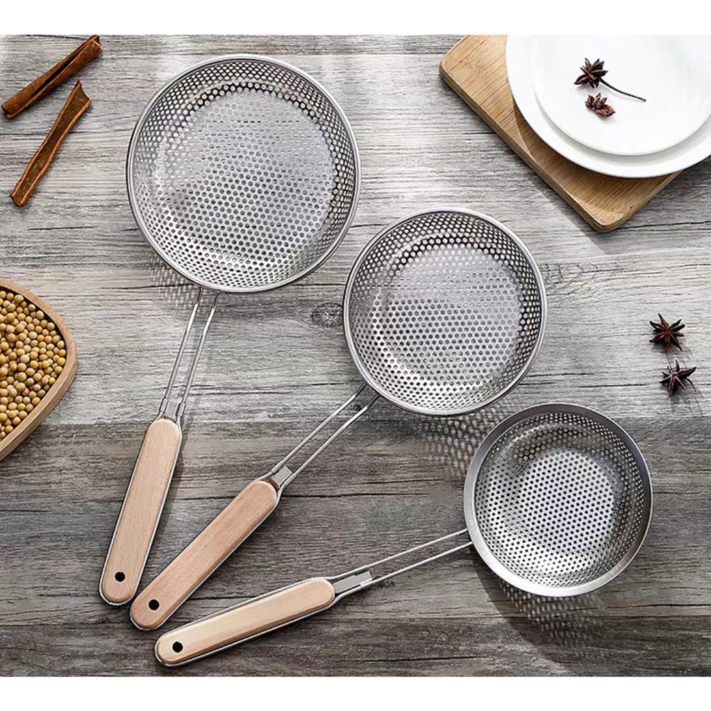 🇲🇾 Stainless Steel Colander Strainer Filter Skimmer noodles dumplings ...