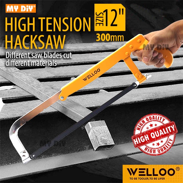 MYDIYHOMEDEPOT - WELLOO 12" Hacksaw Frame Saw Metal Hand Saw Gergaji ...