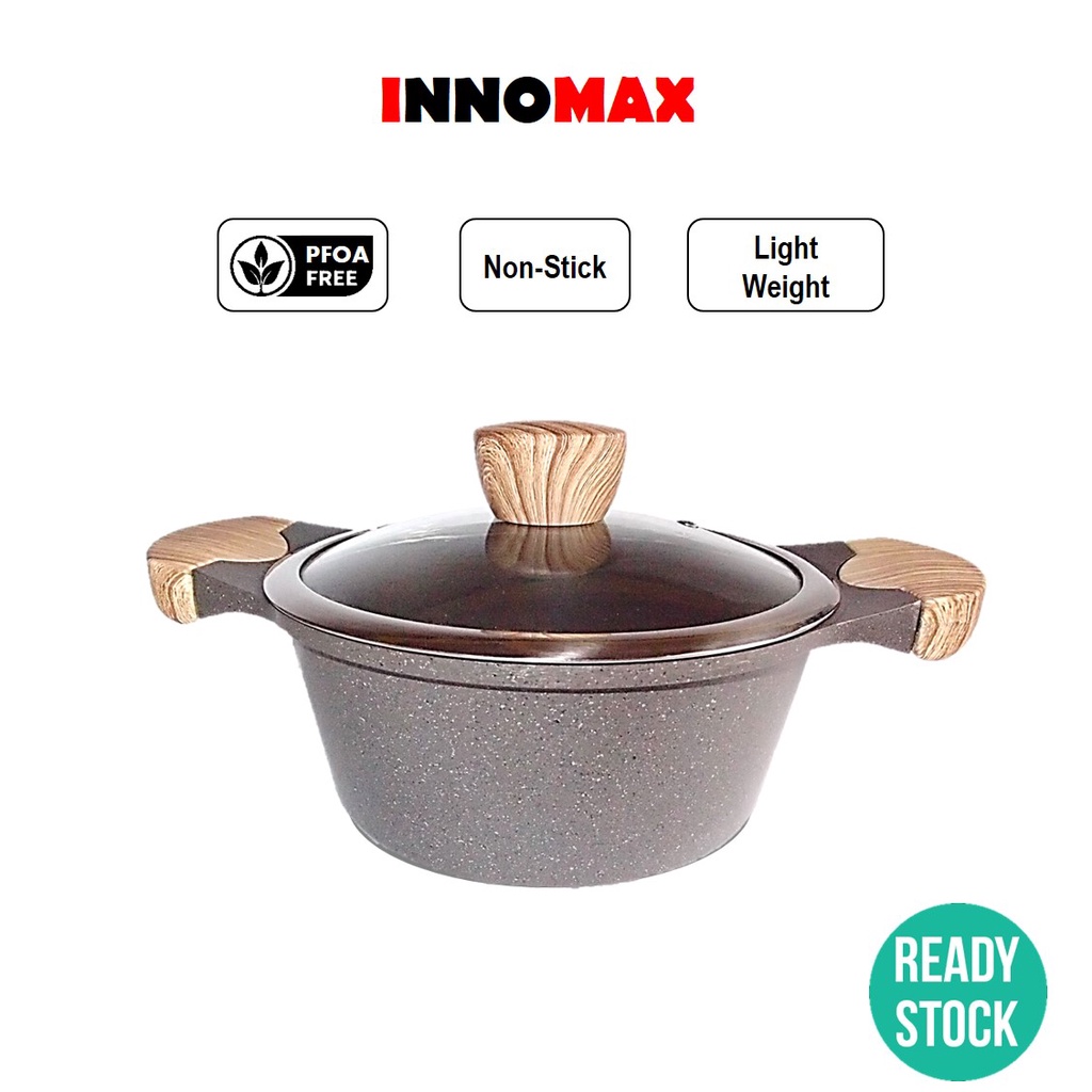 Innomax Non Stick Casserole Pot Induction Safe PFOA Free (20cm/24cm ...