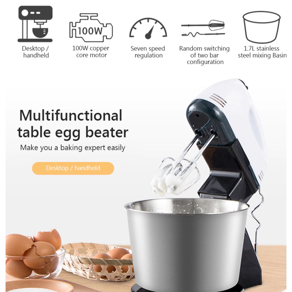 7 Speed Electric Egg Beater Blender Bake Whipping Cream Machine Food ...