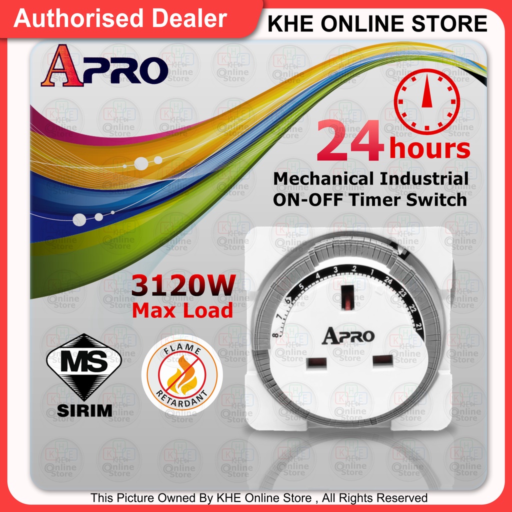 【Sirim Approved】Apro 24hours Mechanical Analog Timer Switch AP-503T ...