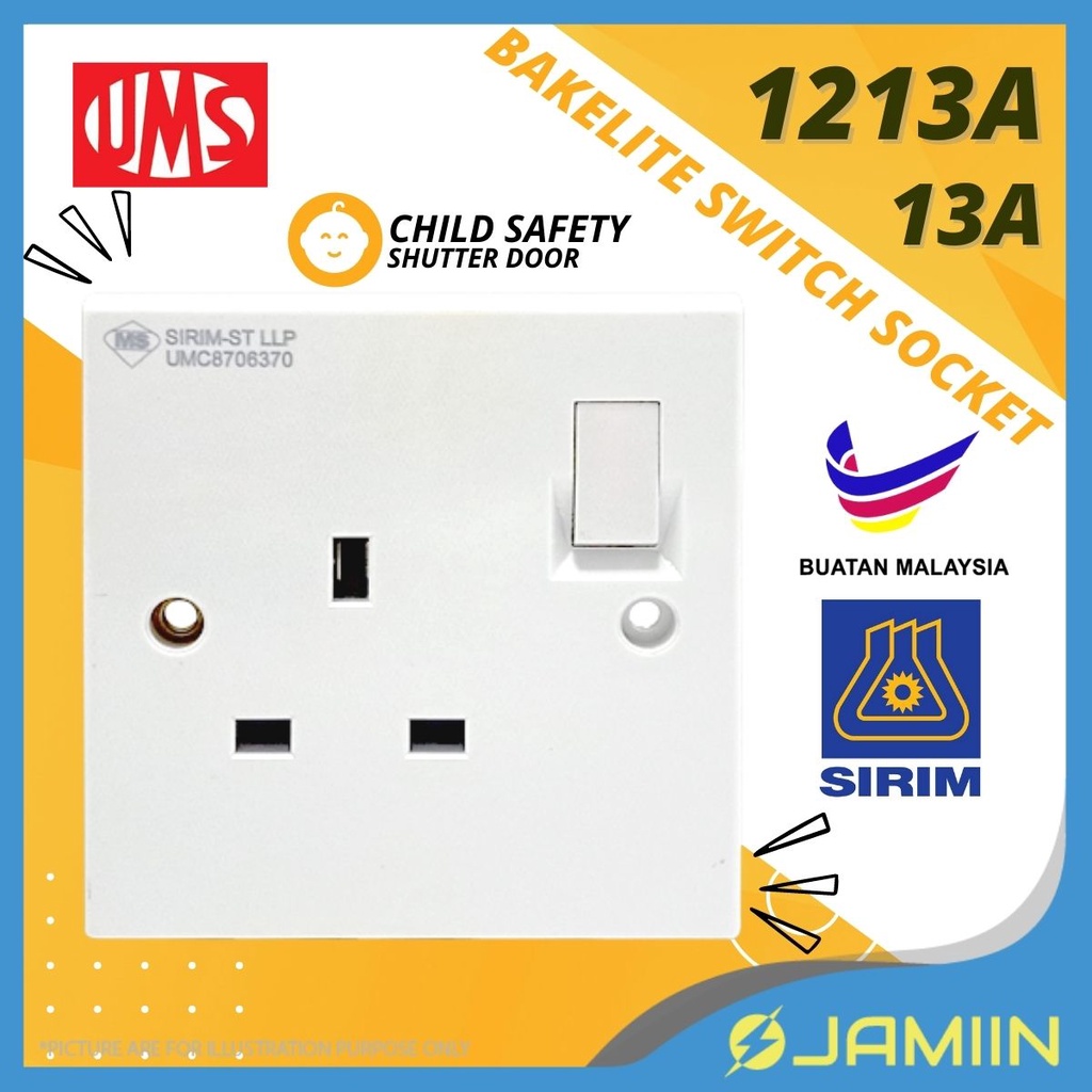 [1PC] SIRIM UMS 1213A 13A Bakelite Switch Socket 13A Switches Wall ...