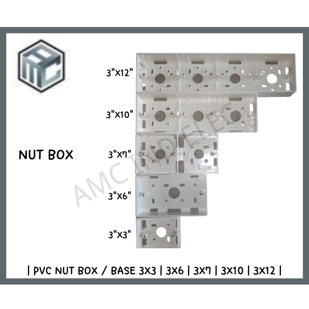 PVC Box Surface Type Nut Box / Electrical Box / Base 3x3 / 3x6 / 3x7 ...