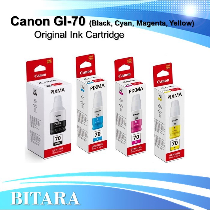 Canon GI-70 Black / Cyan / Magenta / Yellow Original Ink Bottle (170ml ...