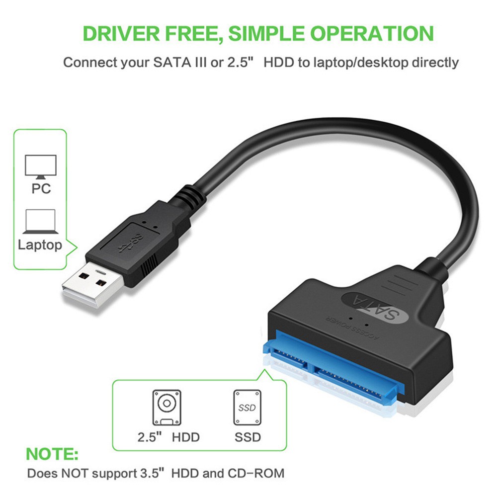 SATA to USB Cable 3.0 Hard Disk Drive Adapter Reader 2.5 3.5 Inch ...