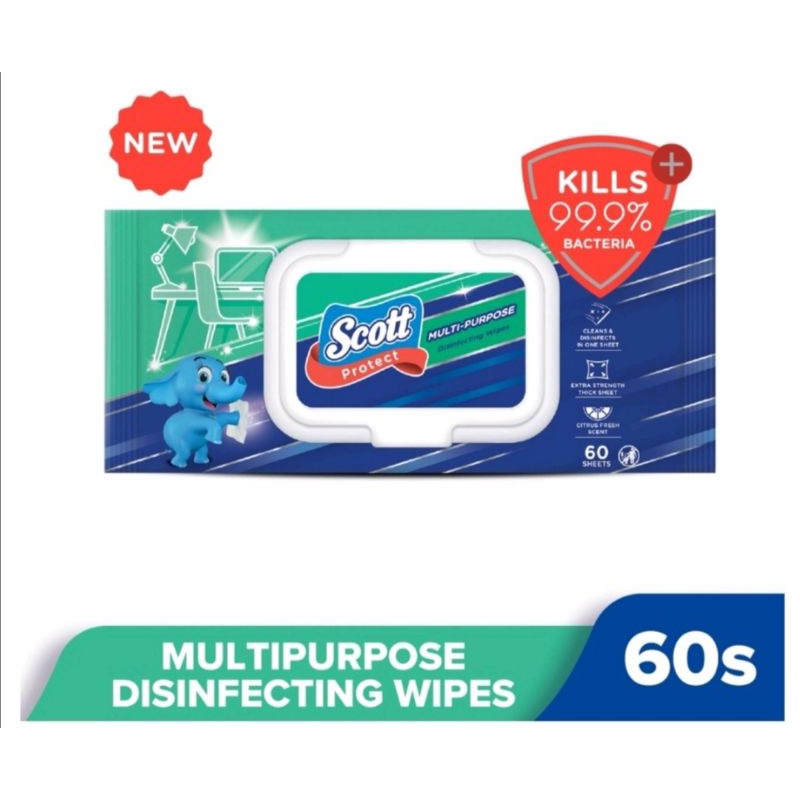 Scott Protect Multipurpose Antibacteria Wipes 60 sheets | Shopee Malaysia