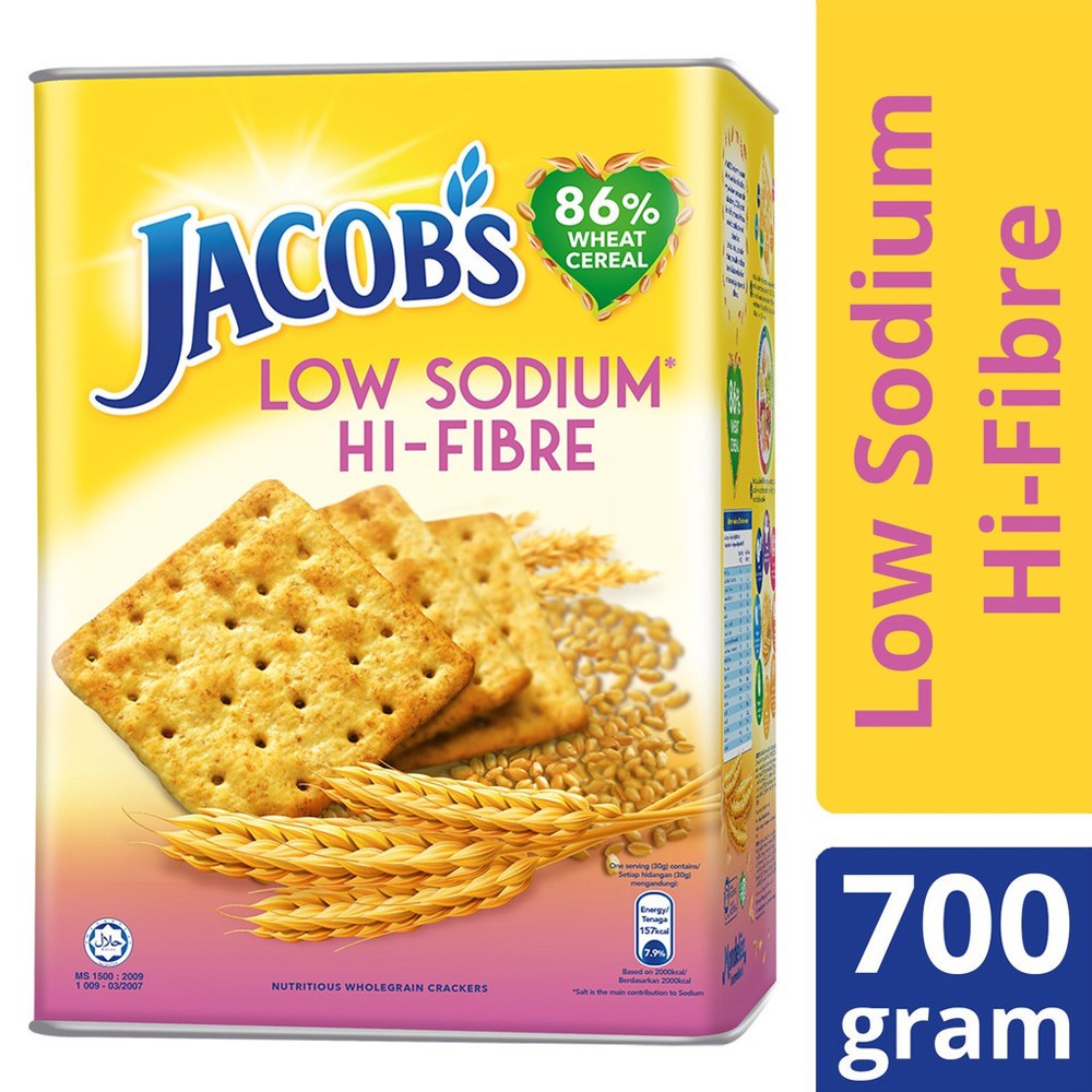 Jacob’s Tin Low Sodium High Fibre (HI-FIBRE) Cream Crackers 700g ...