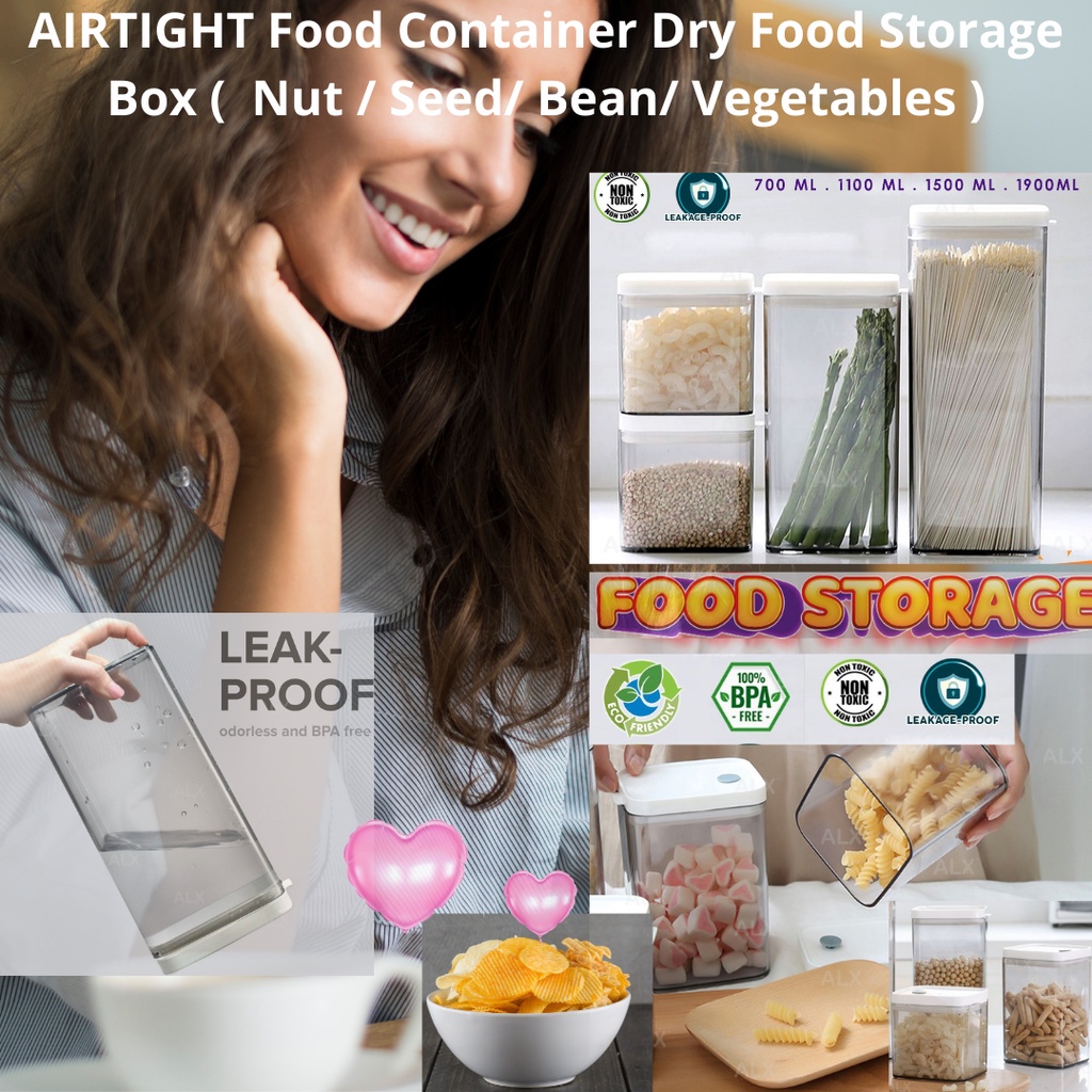 AIRTIGHT Food Container Dry Food Storage Box ( Nut/Seed/Bean/Vegitables ...