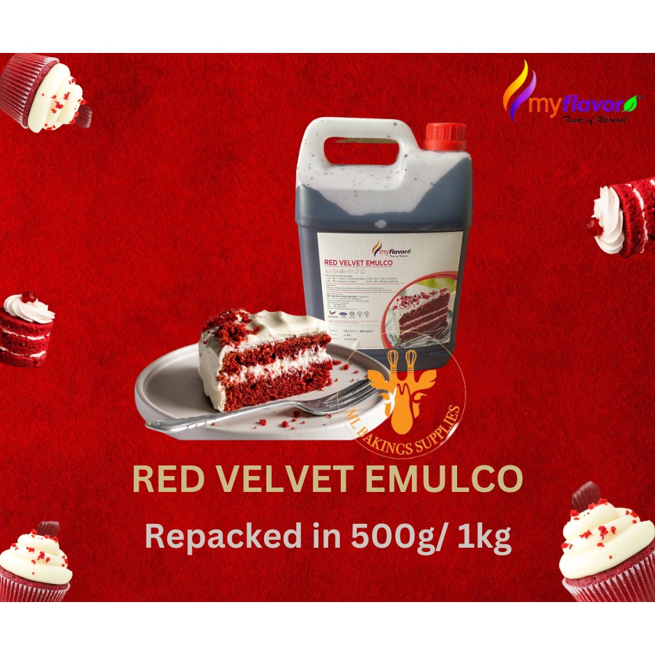 MYFLAVOR RED VELVET EMULCO 500G & 1KG_ Sesuai kek tapak kuda red velvet ...