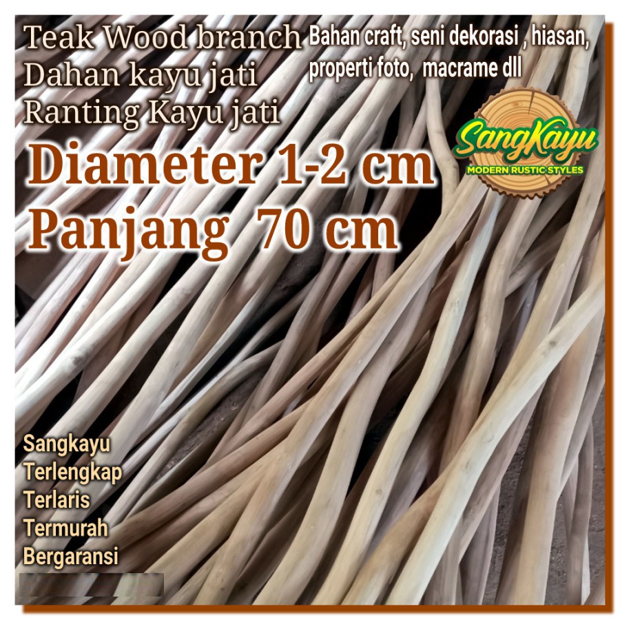 KAYU Sangkayu Branch Teak Wood Teak Wood 1-2x70 cm Macrame Craft ...