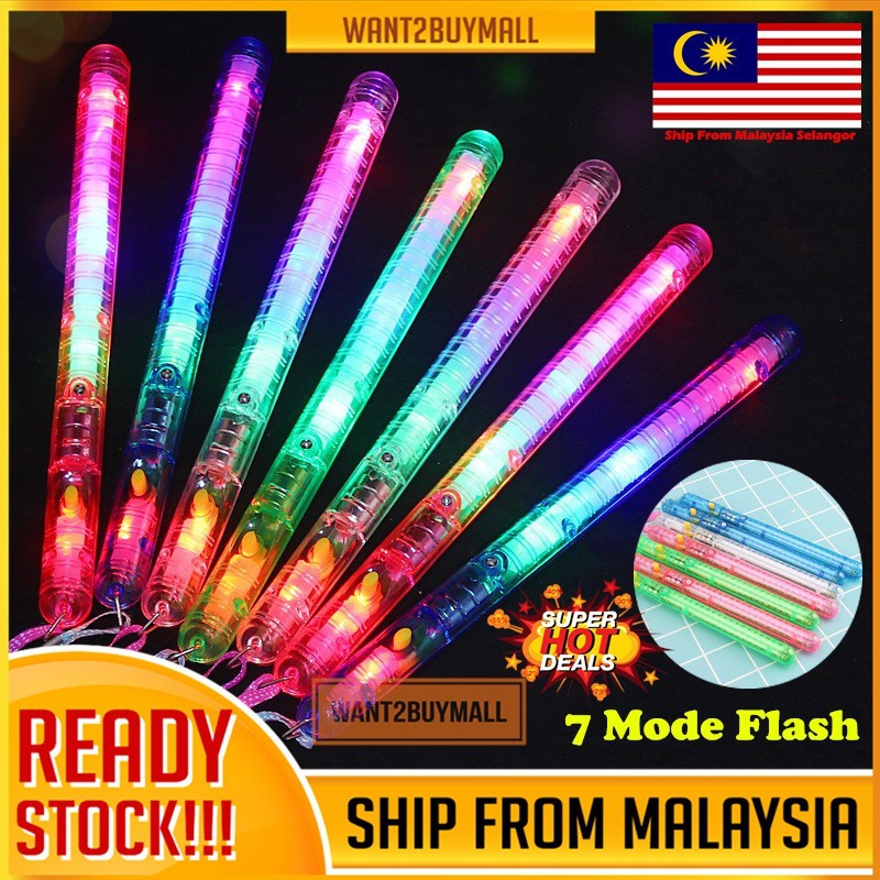 🇲🇾 🏆Malaysia Stock🔥 7 Mode Flashing Wand LED Glow Light Up Sticks For ...