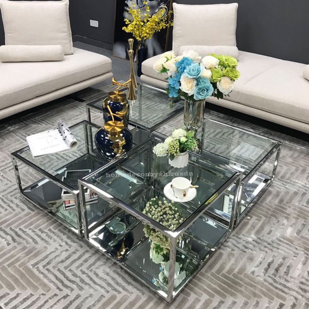 [PRE ORDER] NADINE Luxury Stainless Steel Gold Coffee Table Square ...